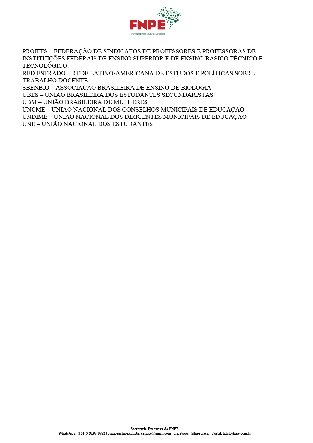 FNPE: Nota pública sobre equipe de transição de governo – CONTEE