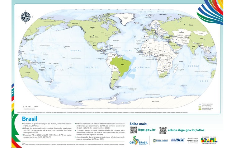 IBGE começa a vender mapa com Brasil no centro do mundo – CONTEE